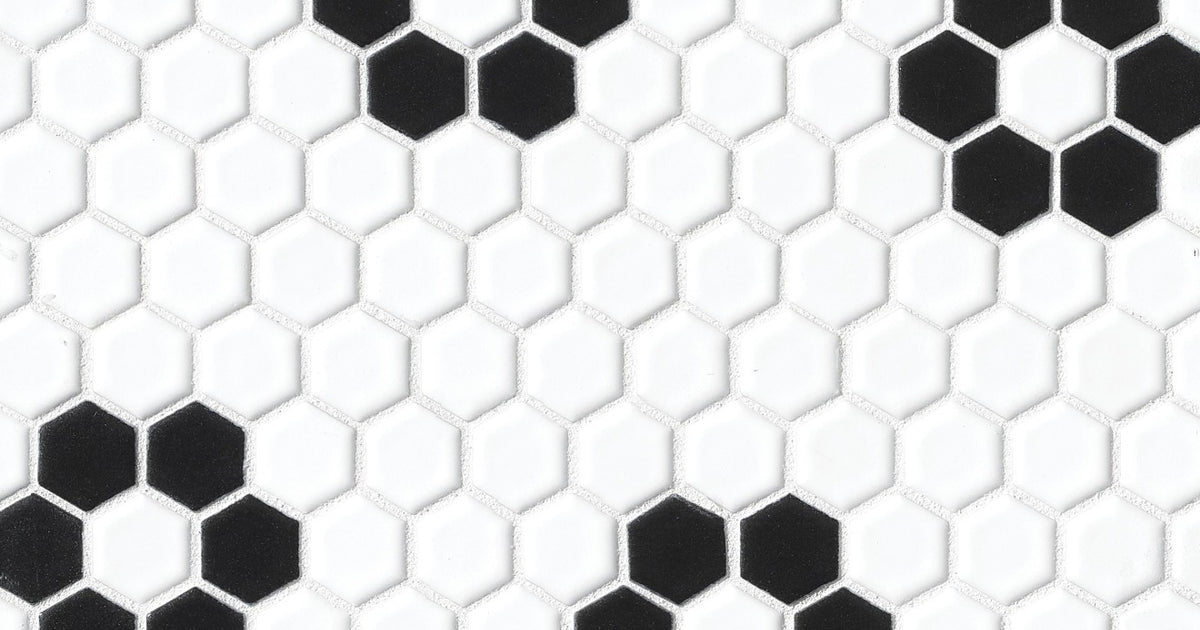 Le Café Deco 1" Hexagon Design 2 Matte Glazed Porcelain Mosaic | Tilemart
