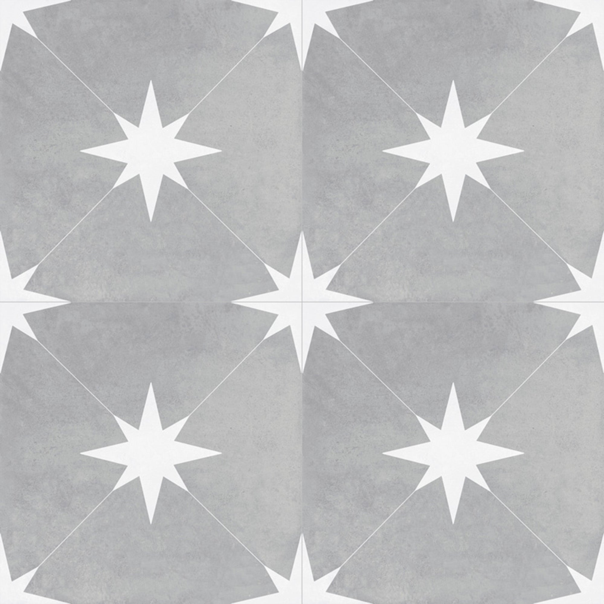 Starburst Ponent Grey 9X9 Matte Porcelai – Tilemart
